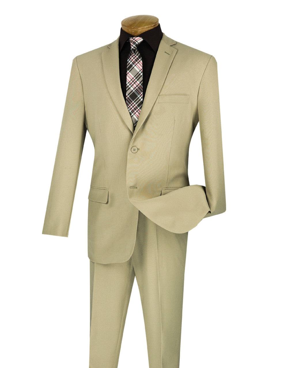 Lucci 2-Button with Flat Front Slacks Budget Slim Fit Suit - Beige ...