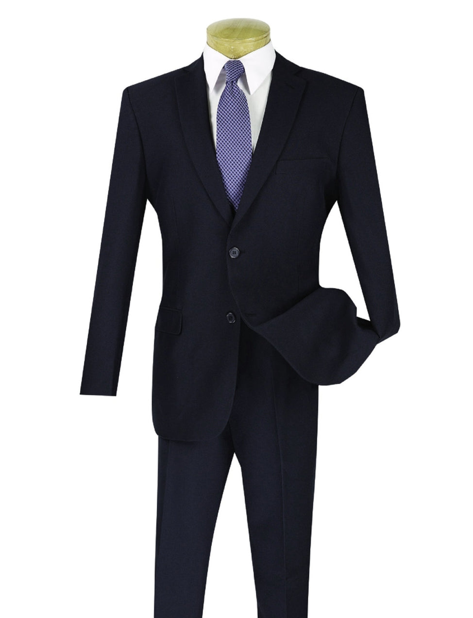 Lucci 2-Button with Flat Front Slacks Budget Slim Fit Suit - Navy — MensUSA