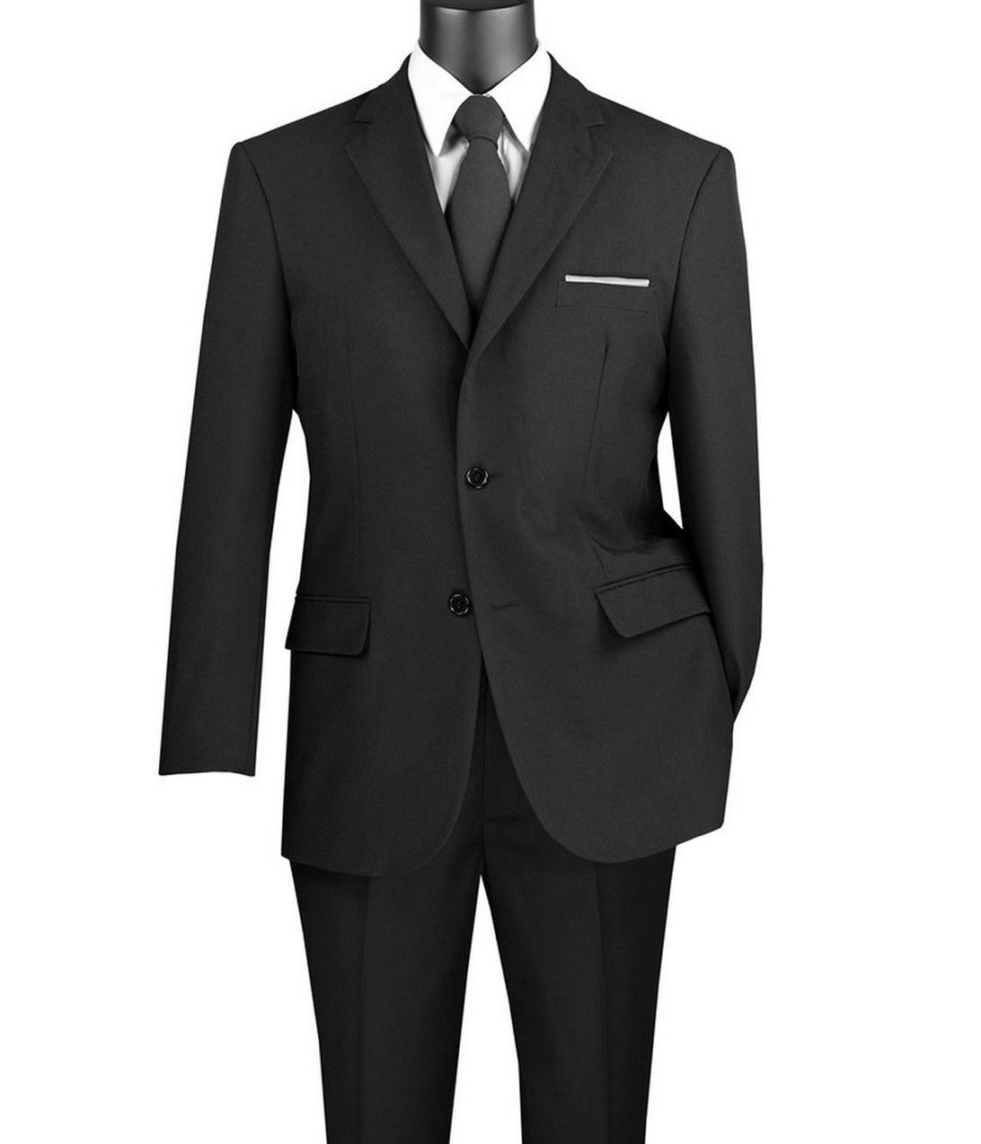 Lucci 2-Button with Flat Front Slacks Budget Suit - Black — MensUSA