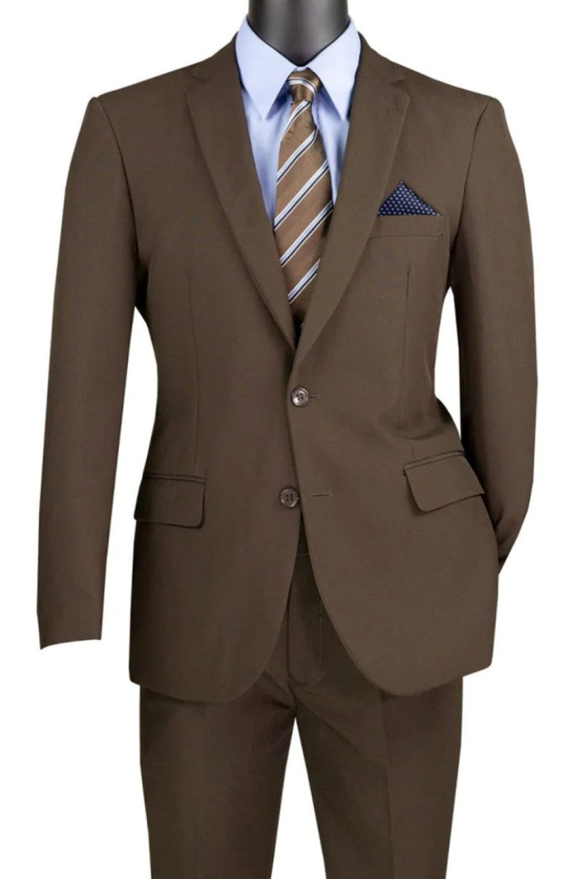 Lucci 2-Button with Flat Front Slacks Budget Suit - Brown — MensUSA