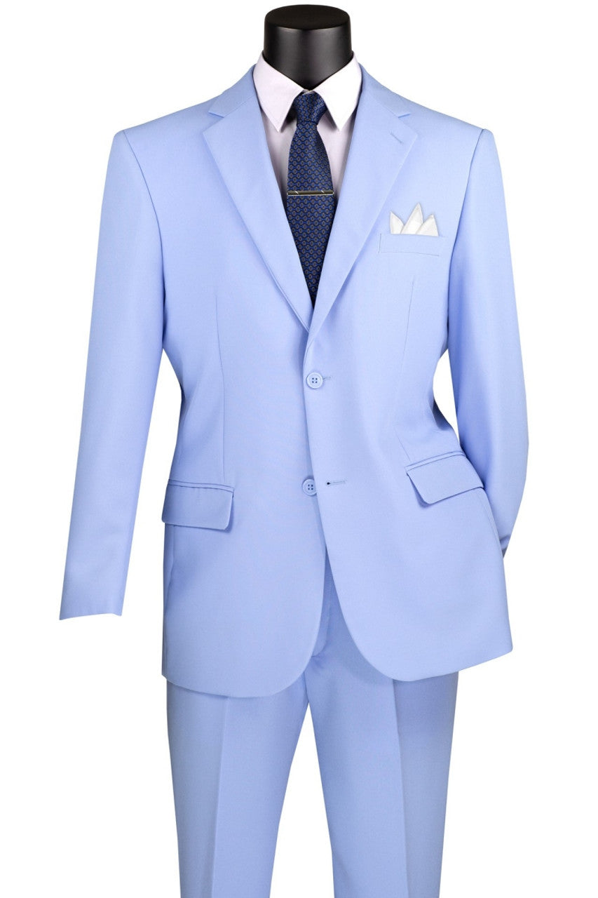 Lucci 2-Button with Flat Front Slacks Budget Suit - Light Blue — MensUSA