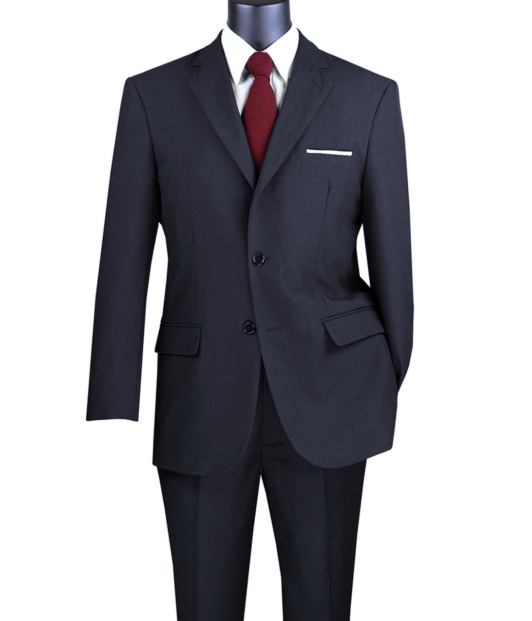 Lucci 2-Button with Flat Front Slacks Budget Suit - Navy — MensUSA