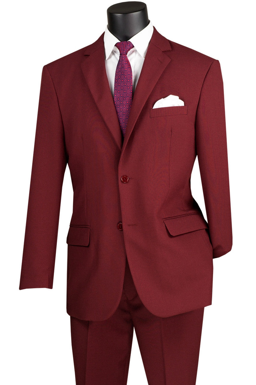 Lucci 2-Button with Flat Front Slacks Budget Suit - Burgundy — MensUSA