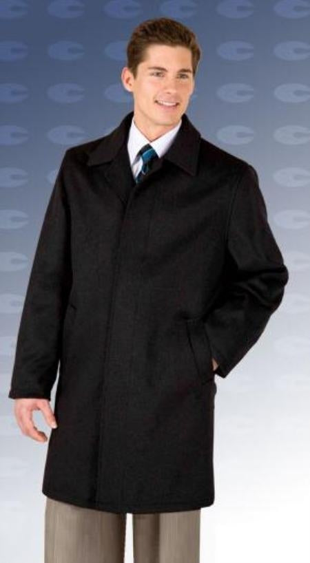 Mens Car Coat Three Quarters Length Men's Dress Coat 4 Button 3/4 Leng — MensUSA
