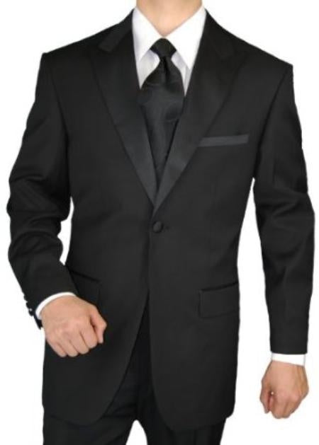 Giorgio Men'S Tuxedo Suit 1 Button 2pc Peak Lapel Jacket With Flat Fro ...