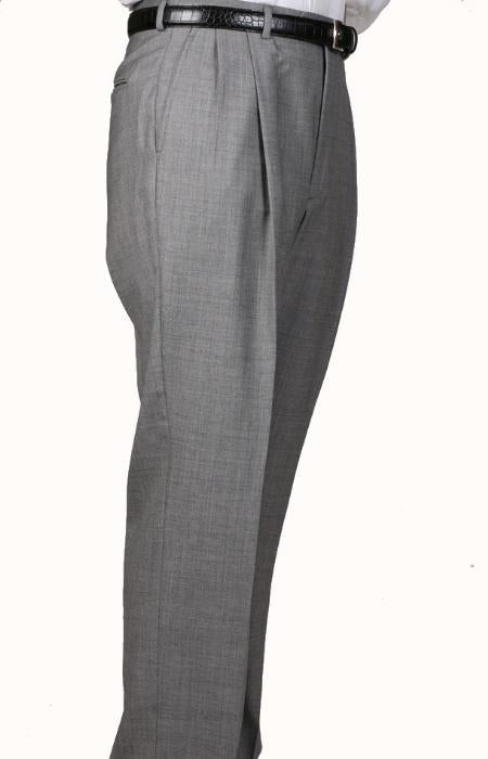 100% Worsted Wool Gray, Parker, Pleated Pants Lined Trousers Unhemmed ...