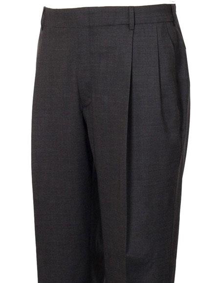 Men's Stylish Pleated Grey Atticus Classic Fit Wool Pant unhemmed unfi ...