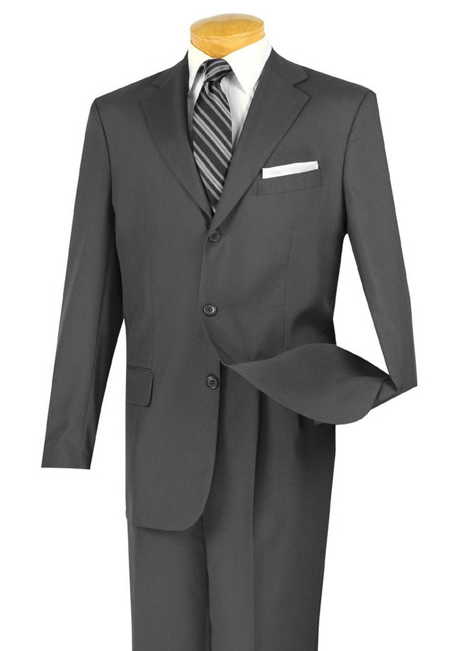 Lucci Grey 3-Button with Pleated Slacks Classic Suit — MensUSA