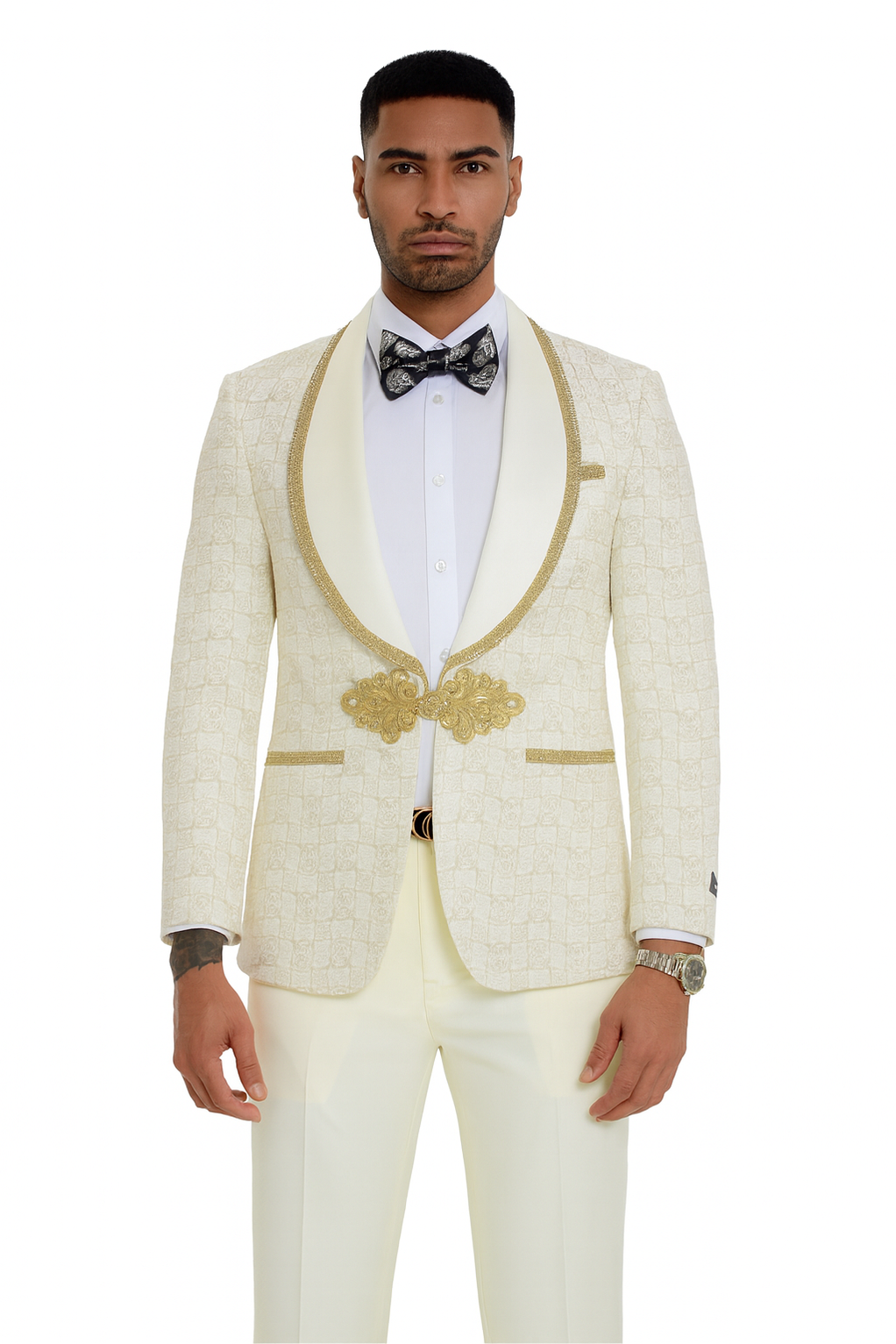 2025 Ivory and Gold 2pc Men's Suit by Tazzio — MensUSA