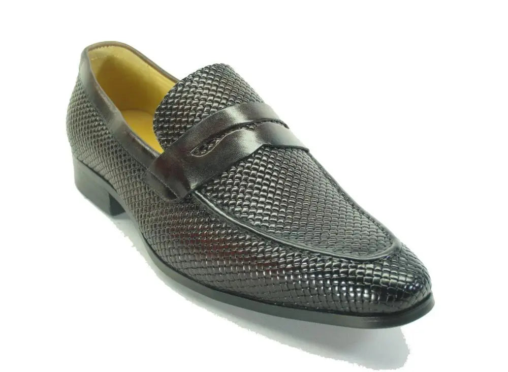 KS478-110E Carrucci Burnished Woven Penny Loafer — MensUSA