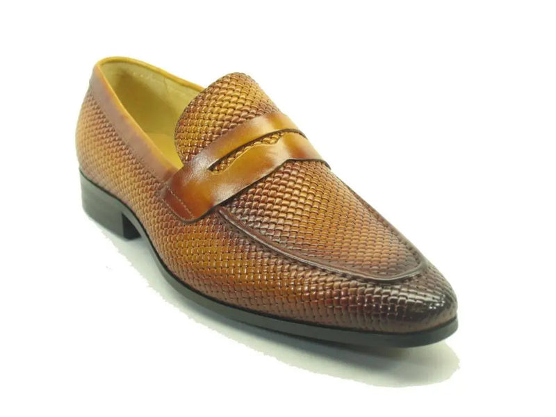 KS478-110E Carrucci Burnished Woven Penny Loafer — MensUSA