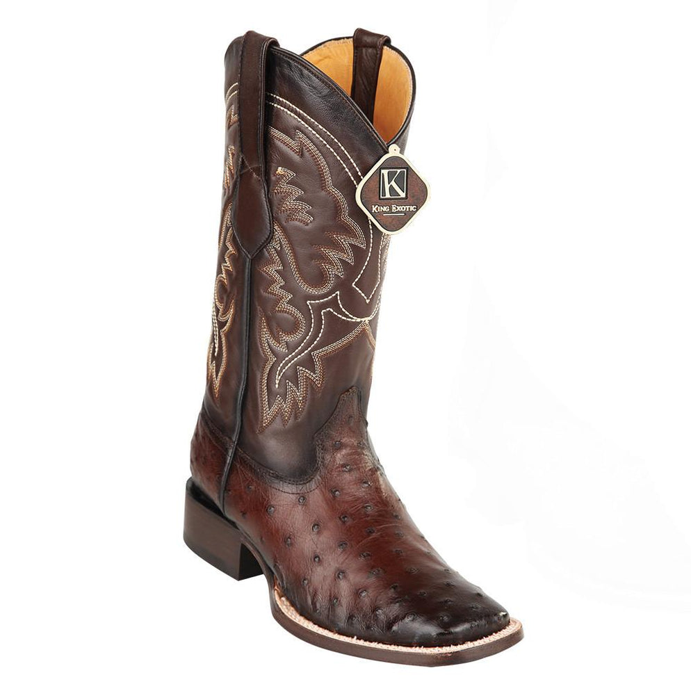 King Exotic Men's Ostrich Square Toe Boots — MensUSA