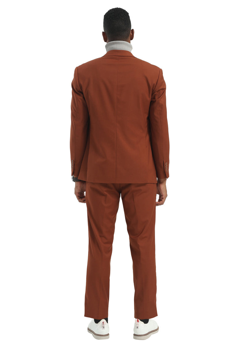 Men's Designer Stacy Adams Classic Double Breasted Suit in Brown Rust ...