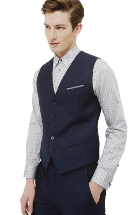 Linen Navy Blue Vest – MensUSA