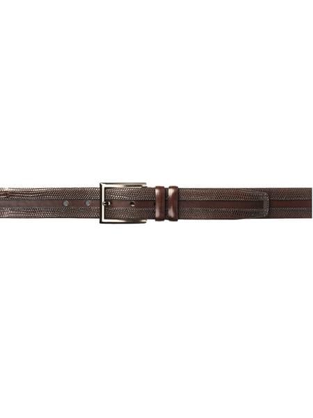 Mezlan Belts Brand Men's Genuine Lizard / Calfskin Cognac Skin Belt ...