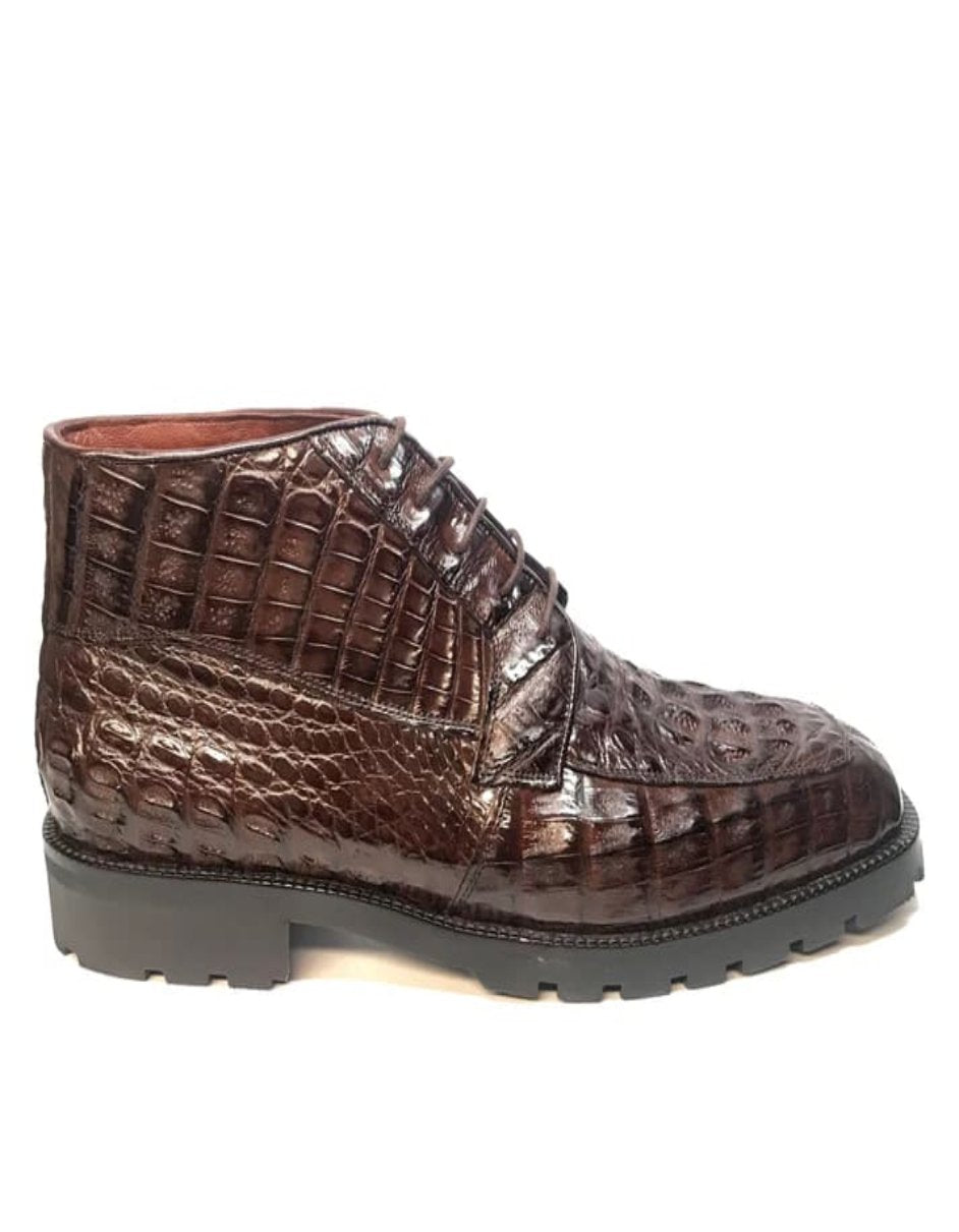 Los Altos Brown Hornback Crocodile Ankle Boots — MensUSA