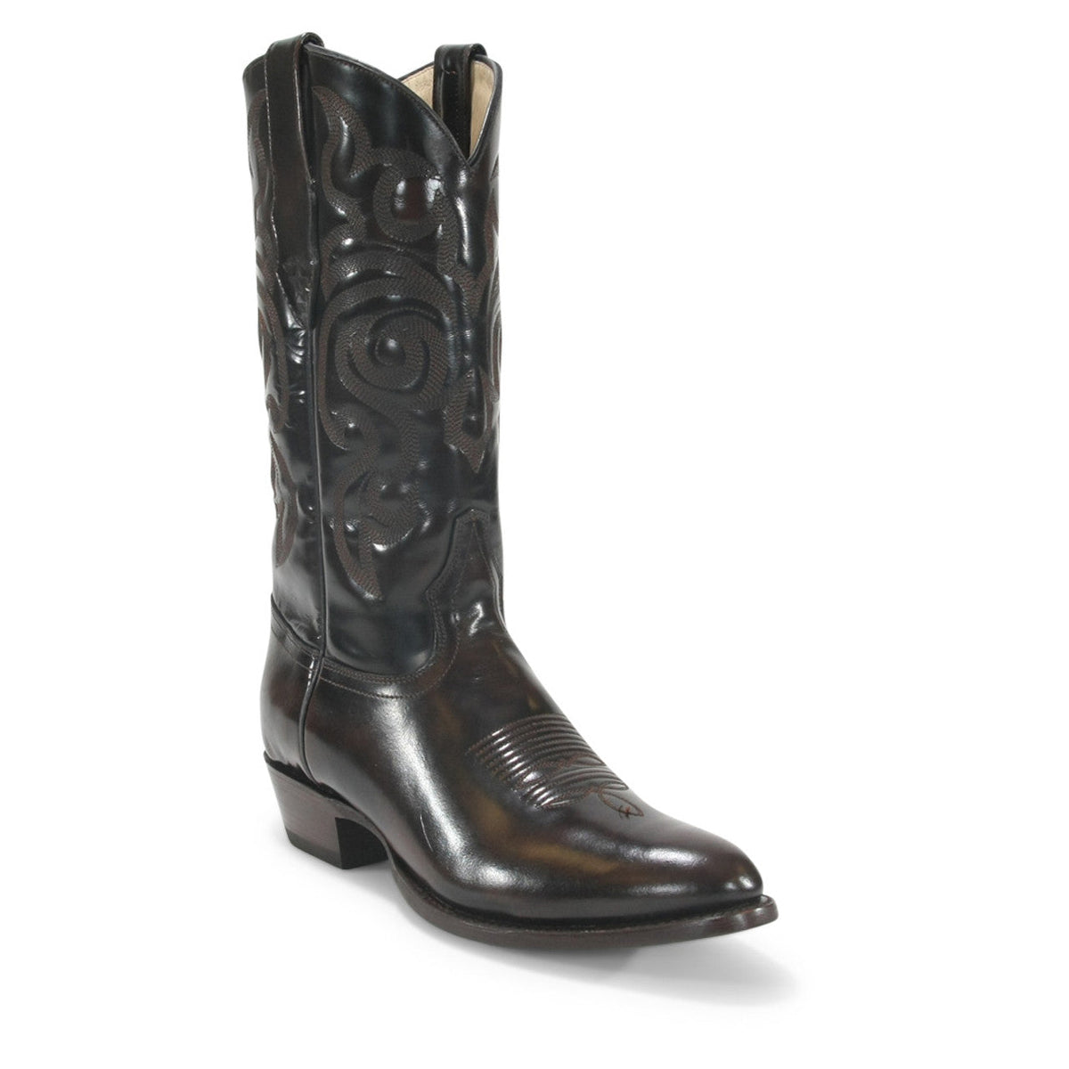 Los Altos Brown Glossy Leather Round Toe Boots | Alligator Warehouse ...