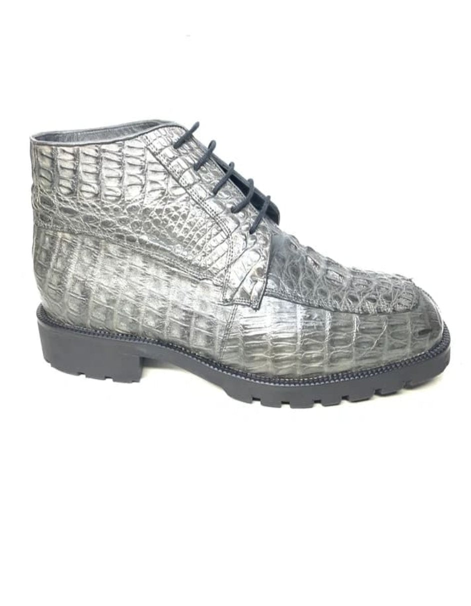 Los Altos Gray Horn-back Crocodile Ankle Boots — MensUSA
