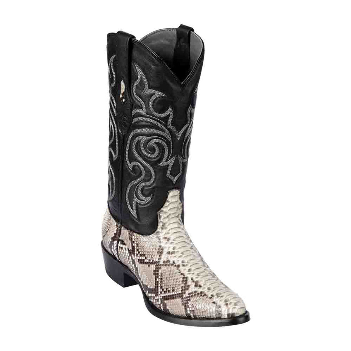 Los Altos Men Natural Python Snakeskin Round Toe Boots — MensUSA
