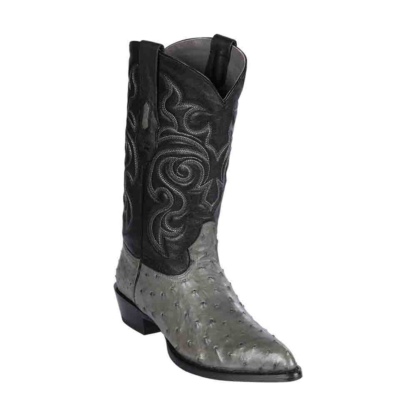 Los Altos Men's Gray Full Quill Ostrich Boots — MensUSA