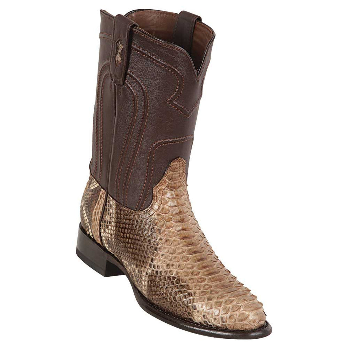 Men's Rustic Brown Python Roper Toe Boots by Los Altos | Alligator Warehouse — MensUSA
