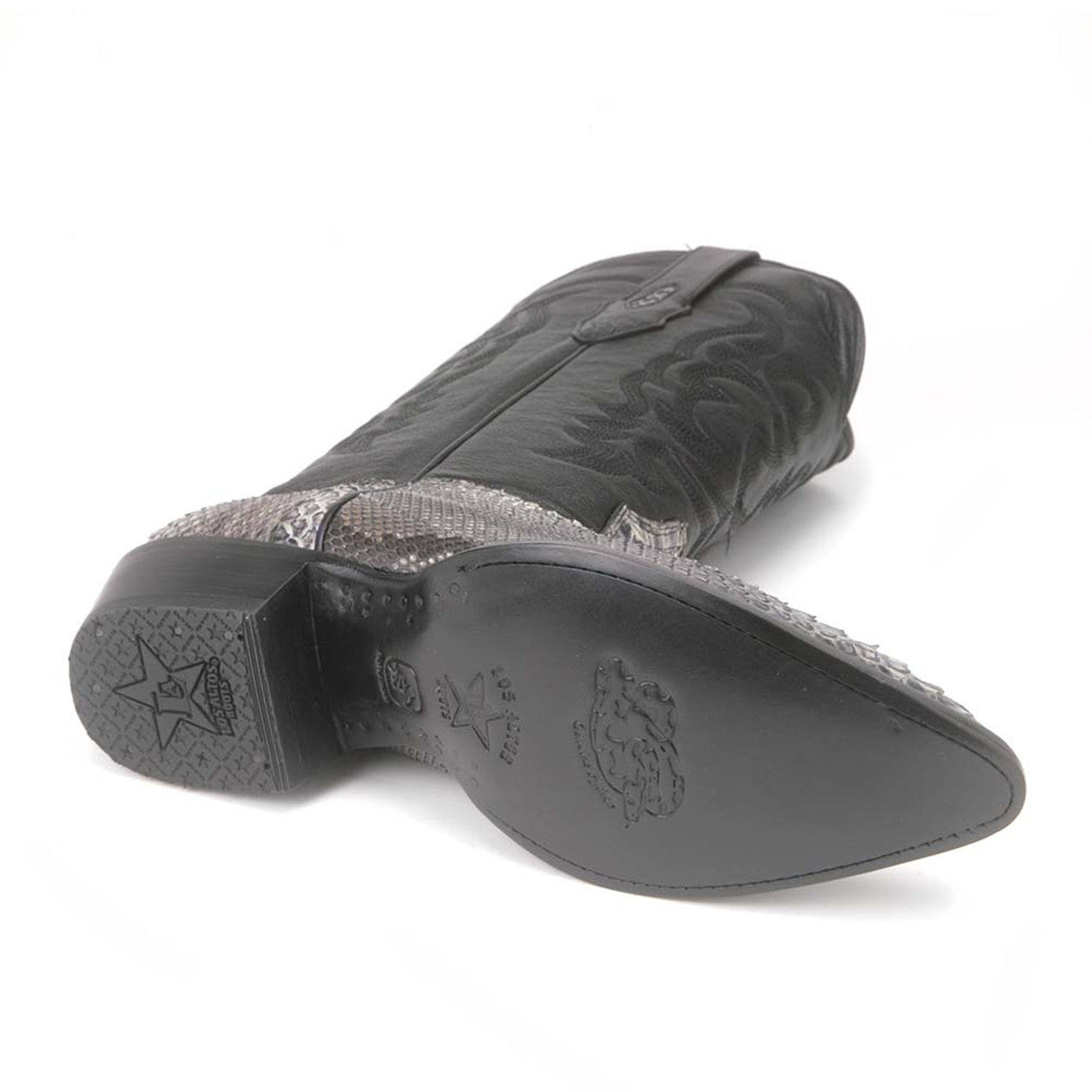 Los Altos Men's Rustic Black Python Snakeskin J Toe Boots — MensUSA