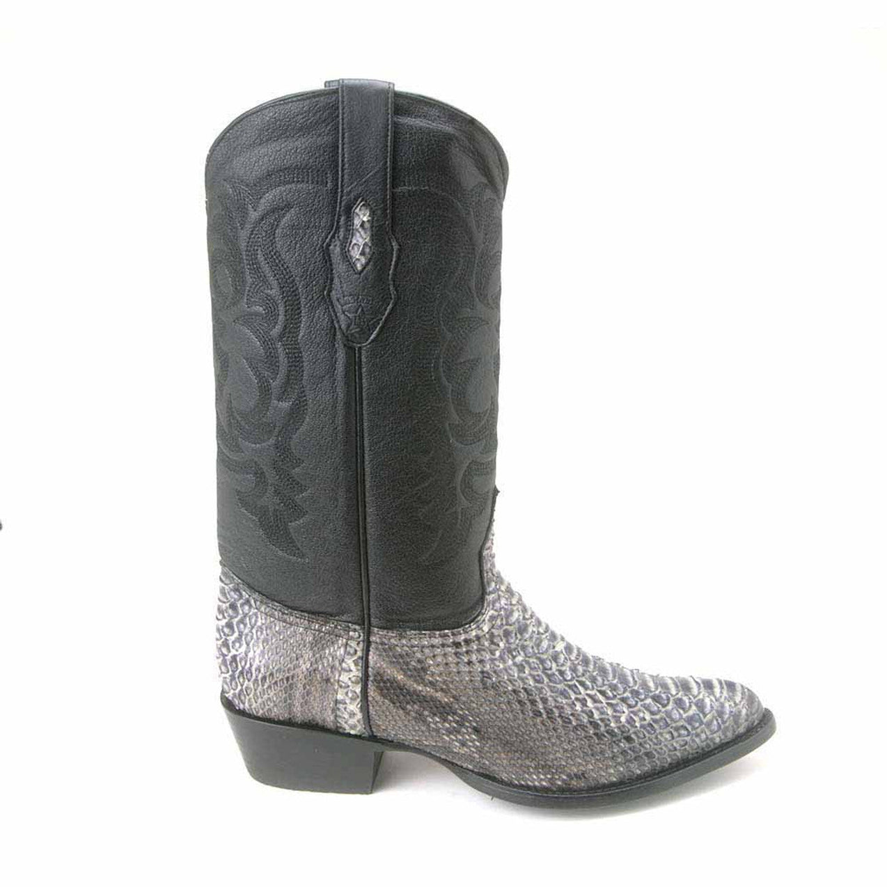 Los Altos Men's Rustic Black Python Snakeskin J Toe Boots — MensUSA