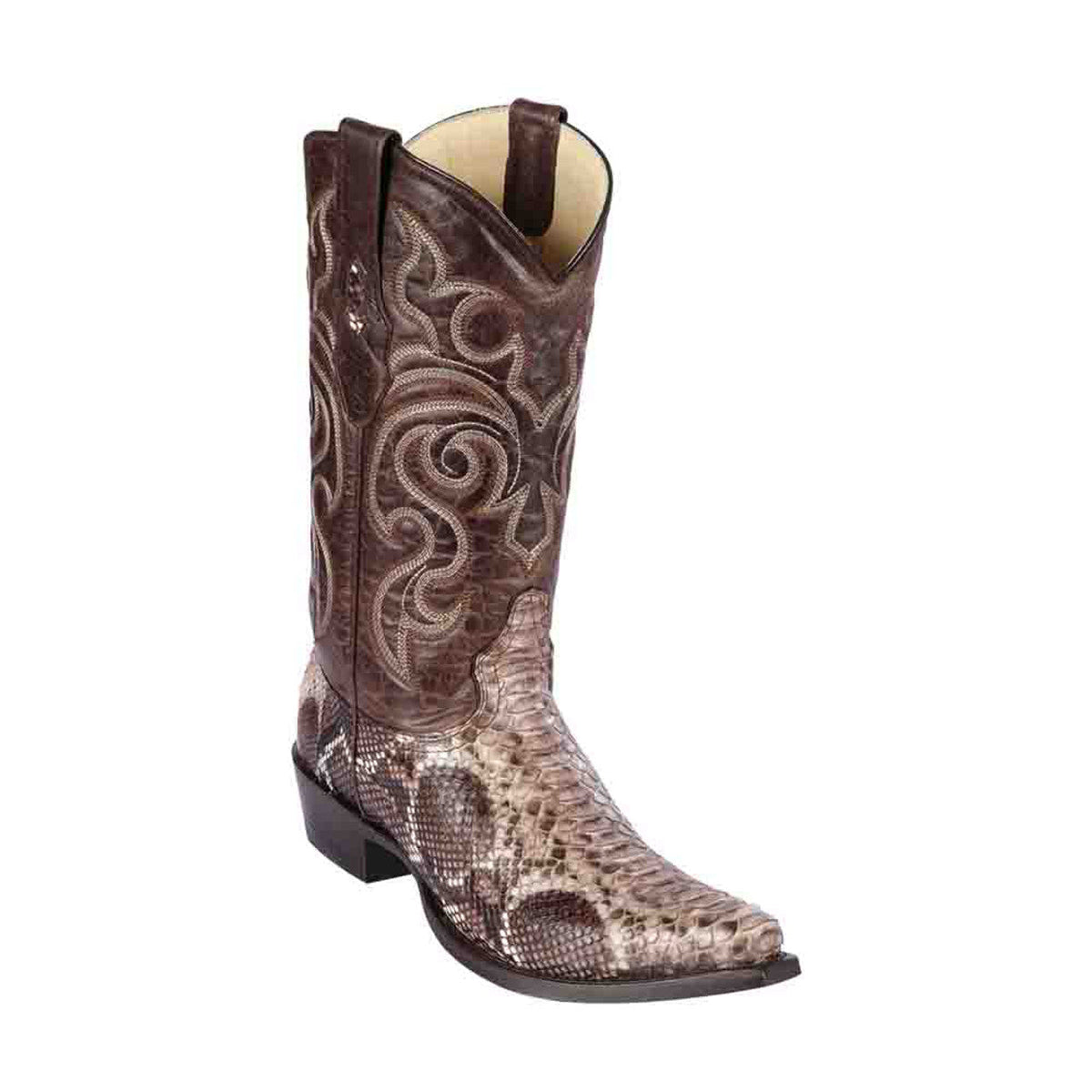 Los Altos Men's Rustic Brown Python Snip Toe Western Boots | Alligator ...