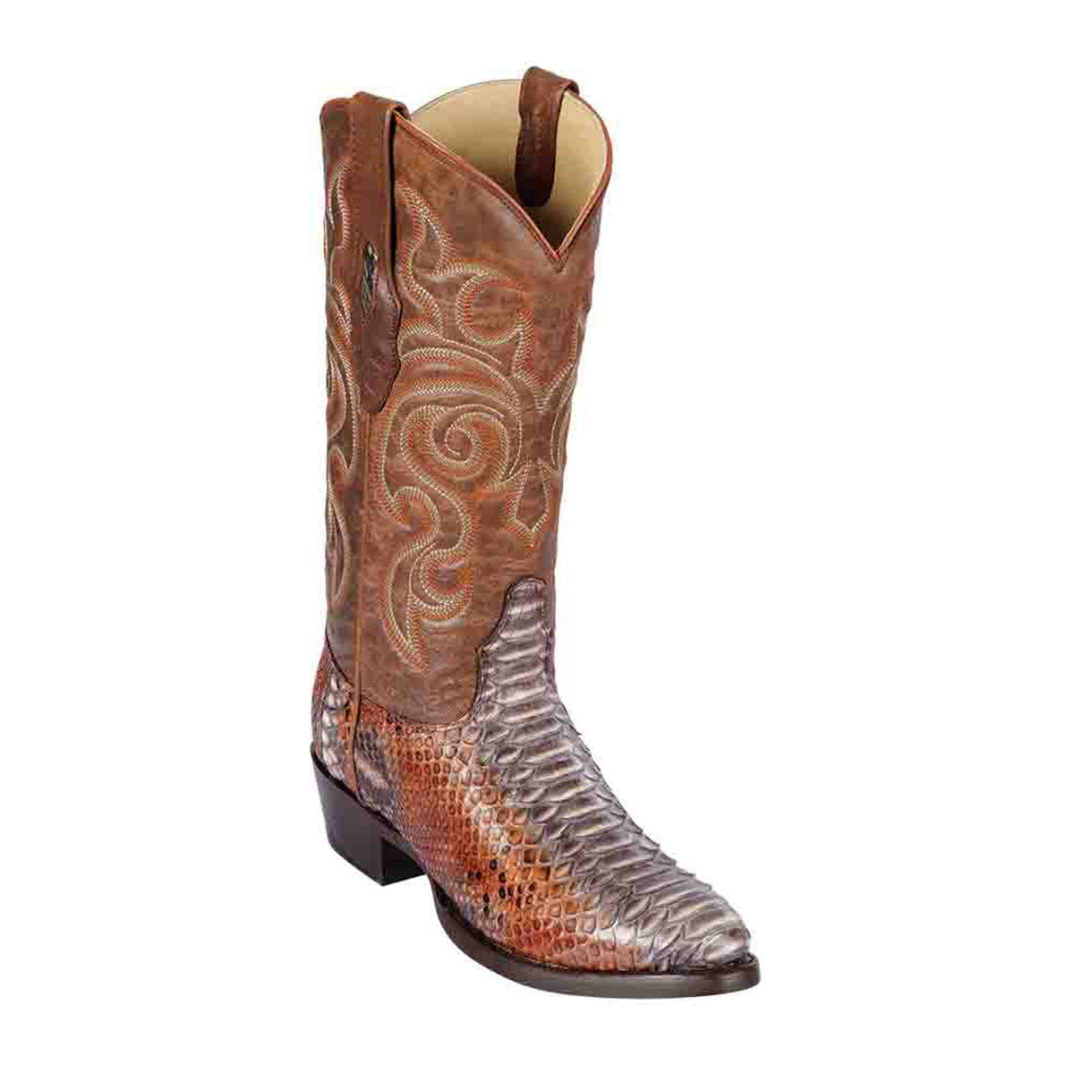 Rustic Cognac Python Snakeskin Boots for Men | Los Altos | Alligator Warehouse — MensUSA