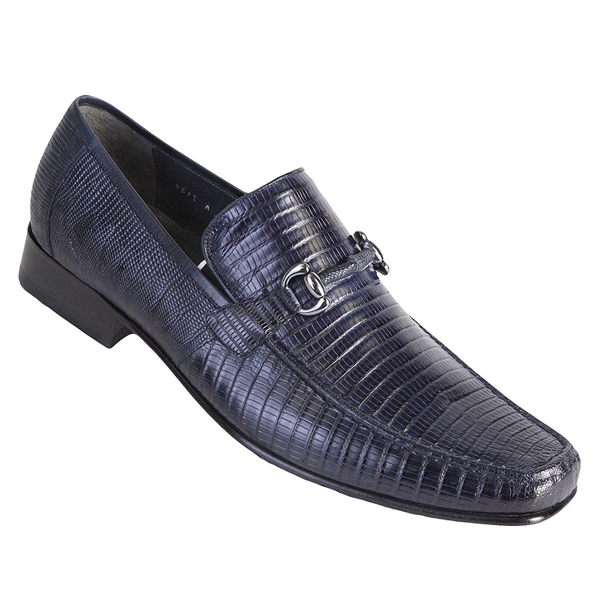 Navy Teju Lizard Skin Loafers by Los Altos | Alligator Warehouse — MensUSA