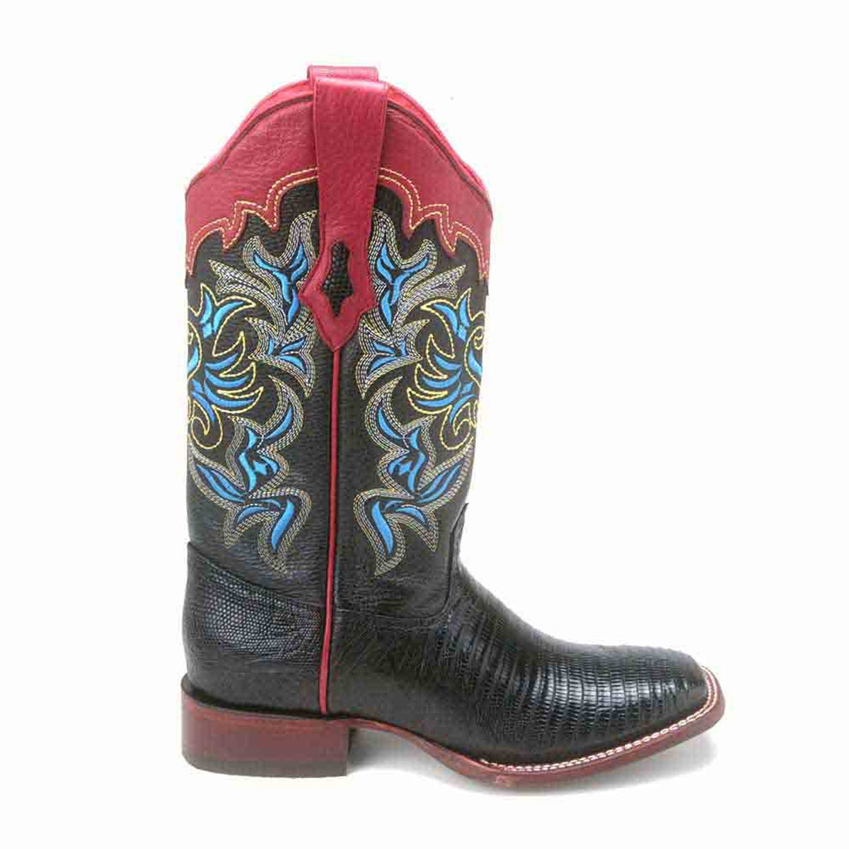 Los Altos Black Teju Lizard Square Toe Women's Western Boot — MensUSA