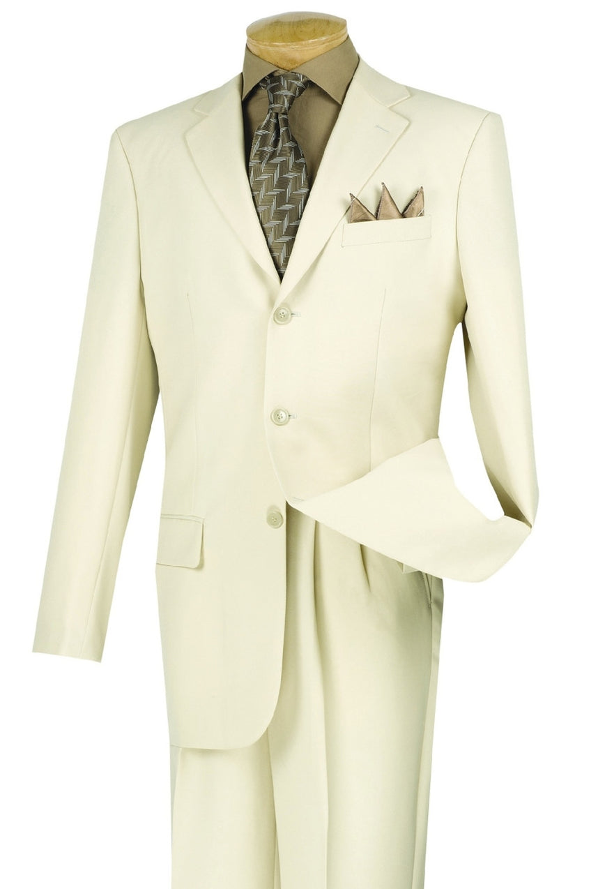 Lucci Ivory 3-Button with Pleated Slacks Classic Suit — MensUSA