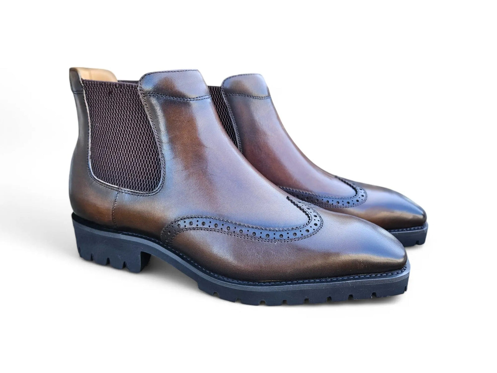 Lug Sole Chelsea Boot with Wingtip Toe — MensUSA