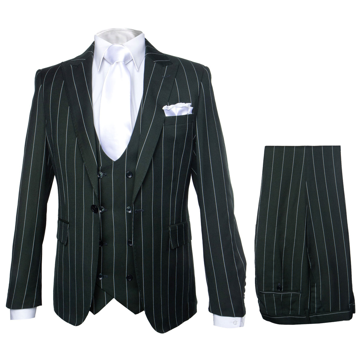 Rossi Man MAX RM1727 Slim Fit 3-Piece Suit – Stylish Tailored Green Pi ...