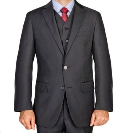 Men's Black 3 Piece Super 140's Suit - High End Suits - High Quality S ...