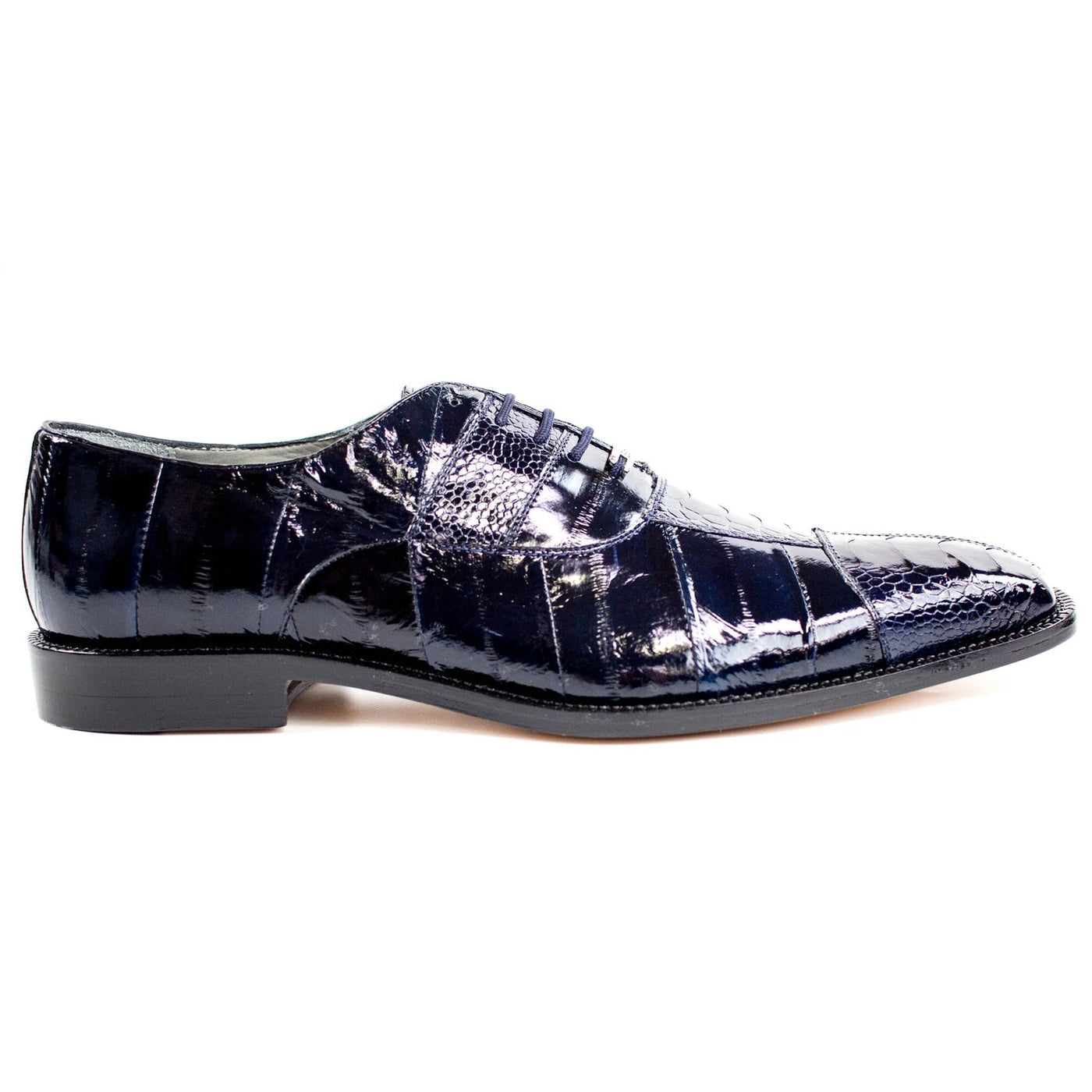 Belvedere Mare Men's Ostrich Leg & Eel Skin Dress Shoe - Navy Blue ...