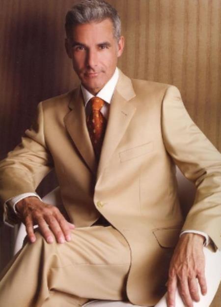 Mens 36 Long Suit - Size 36L Khaki ~ Bronze ~ Camel Suit — MensUSA