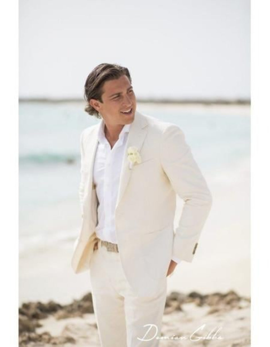 Men's Beach Wedding Attire Suits Menswear Ivory $199 — MensUSA