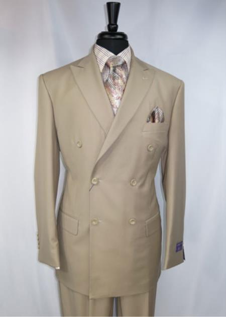 Men's Beige Double Breasted Wide Leg Jacket — MensUSA