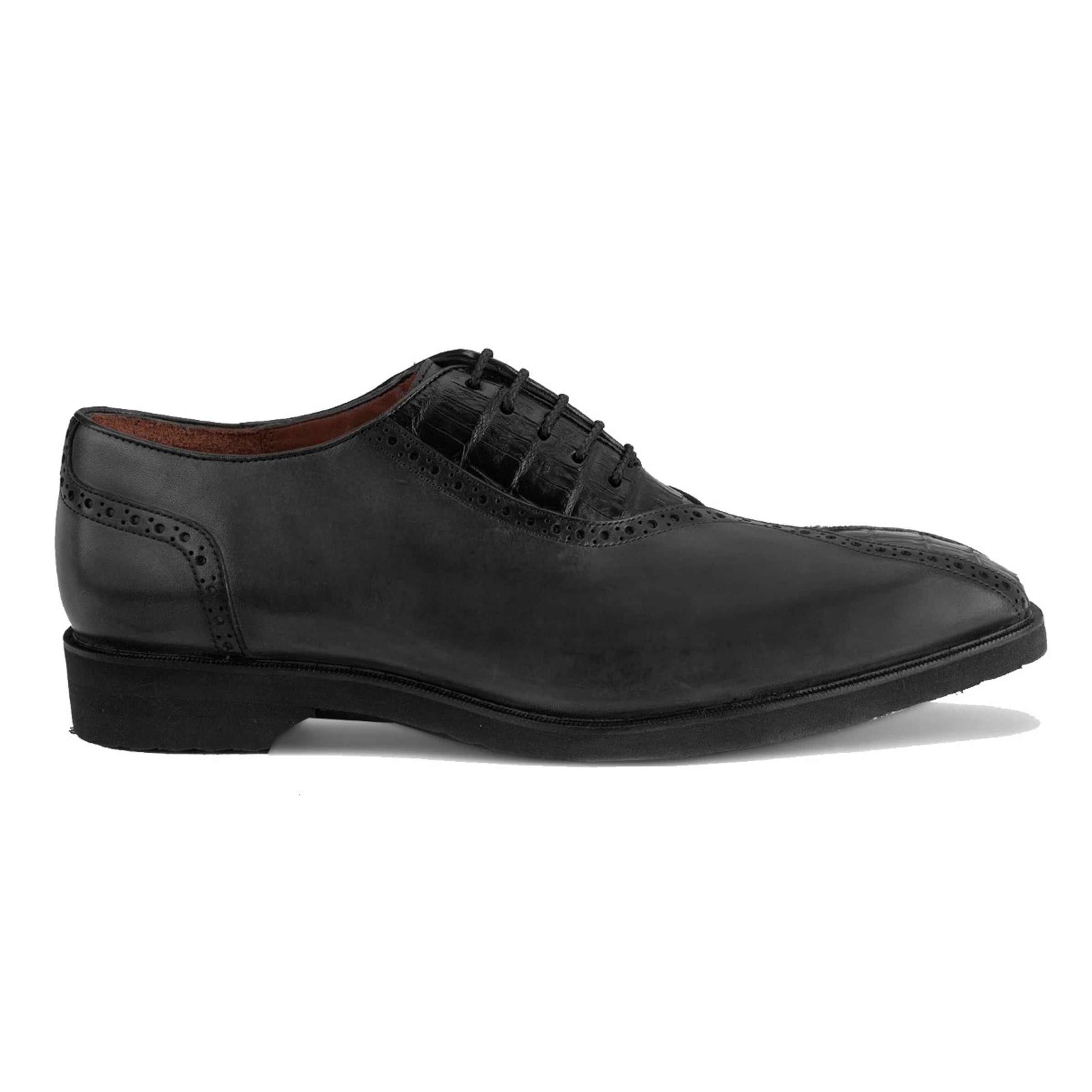 Mens Belvedere Grant Calf Skin & Crocodile Split Toe Dress Shoe in Alm ...