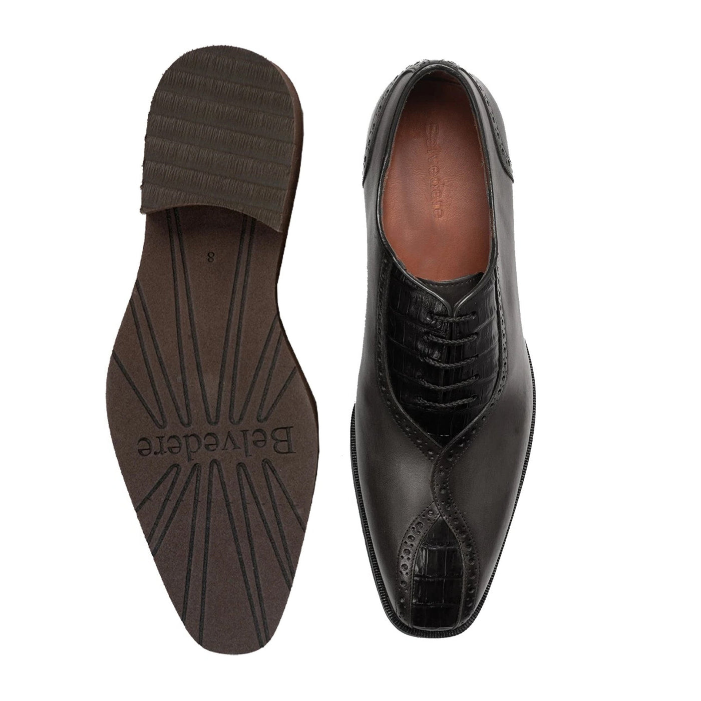 Belvedere Grant Men's Calf Skin & Crocodile Dress Shoe – Charcoal Black ...