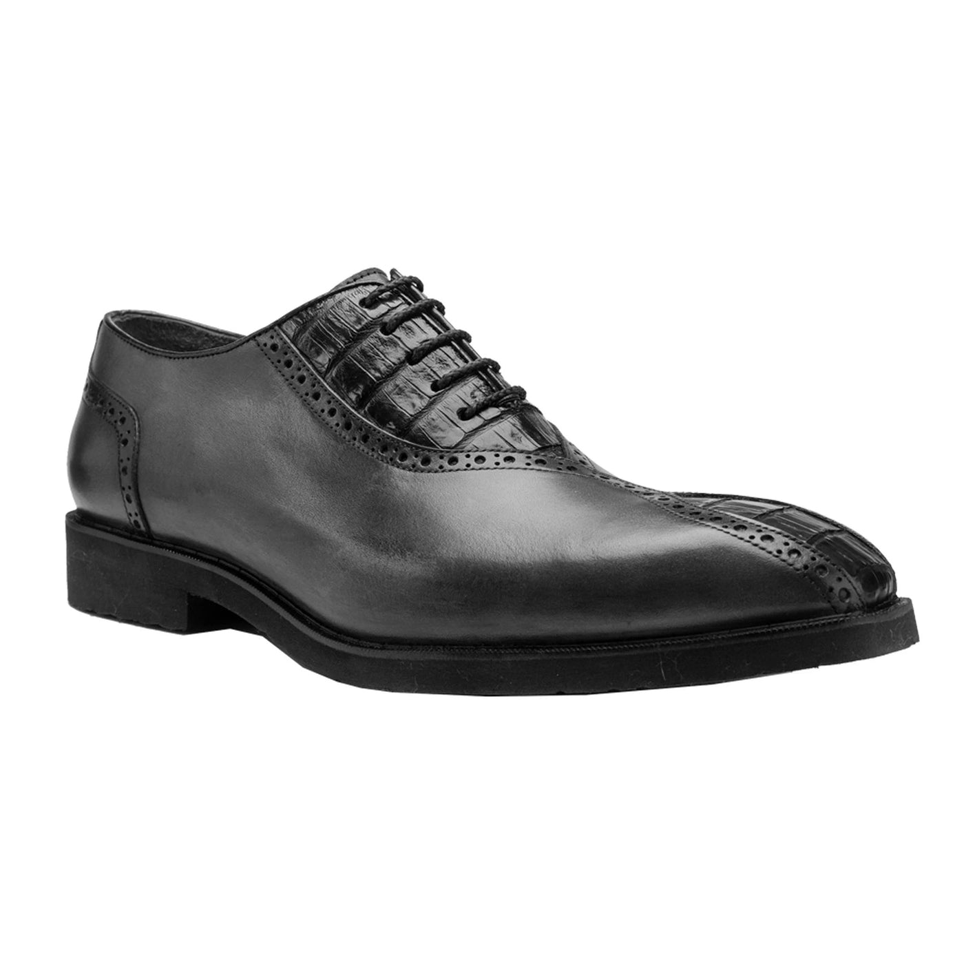 Belvedere Grant Men's Calf Skin & Crocodile Dress Shoe – Charcoal Black ...