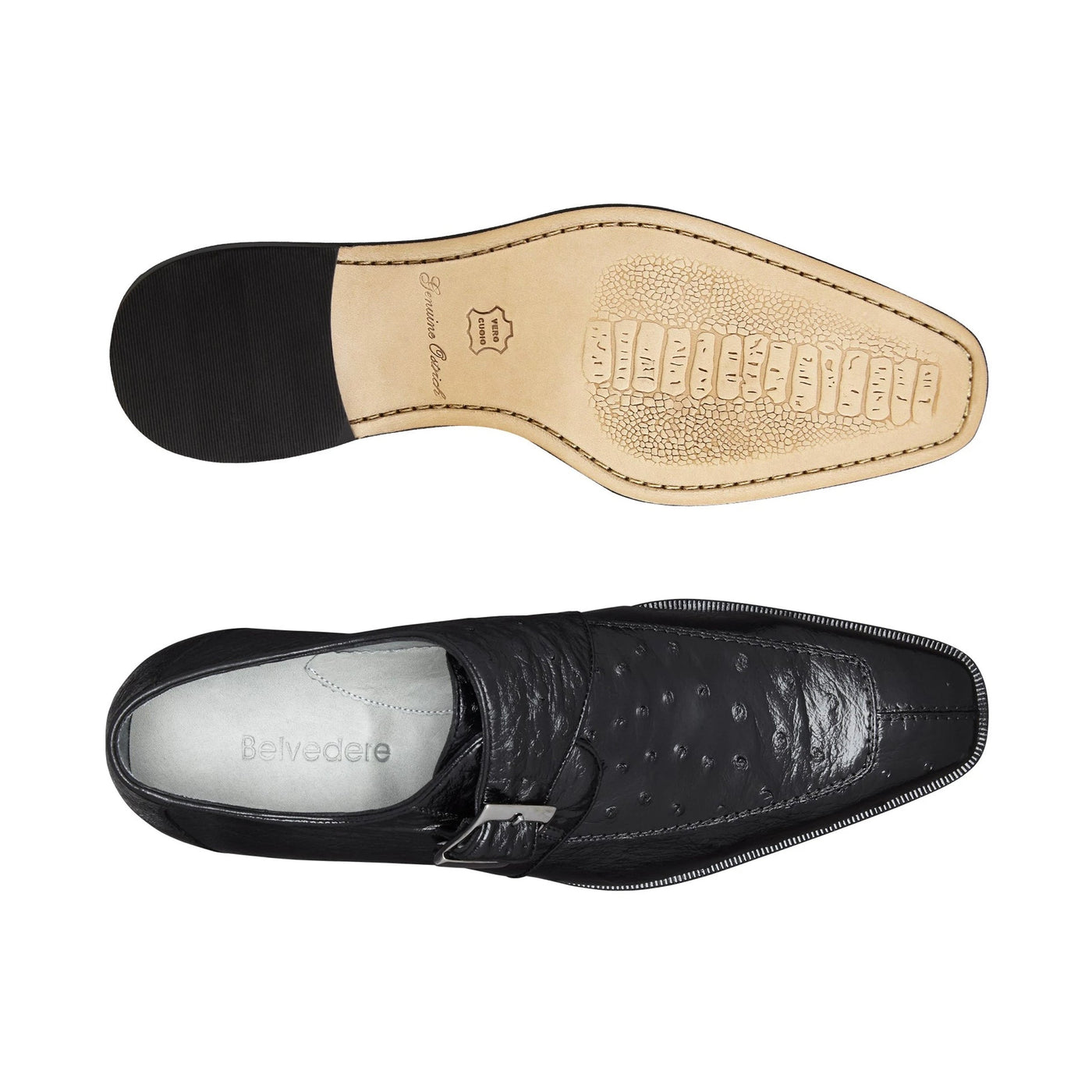 Men's Black Ostrich Quill Monk Strap Shoe by Belvedere – Luxe Dress ...