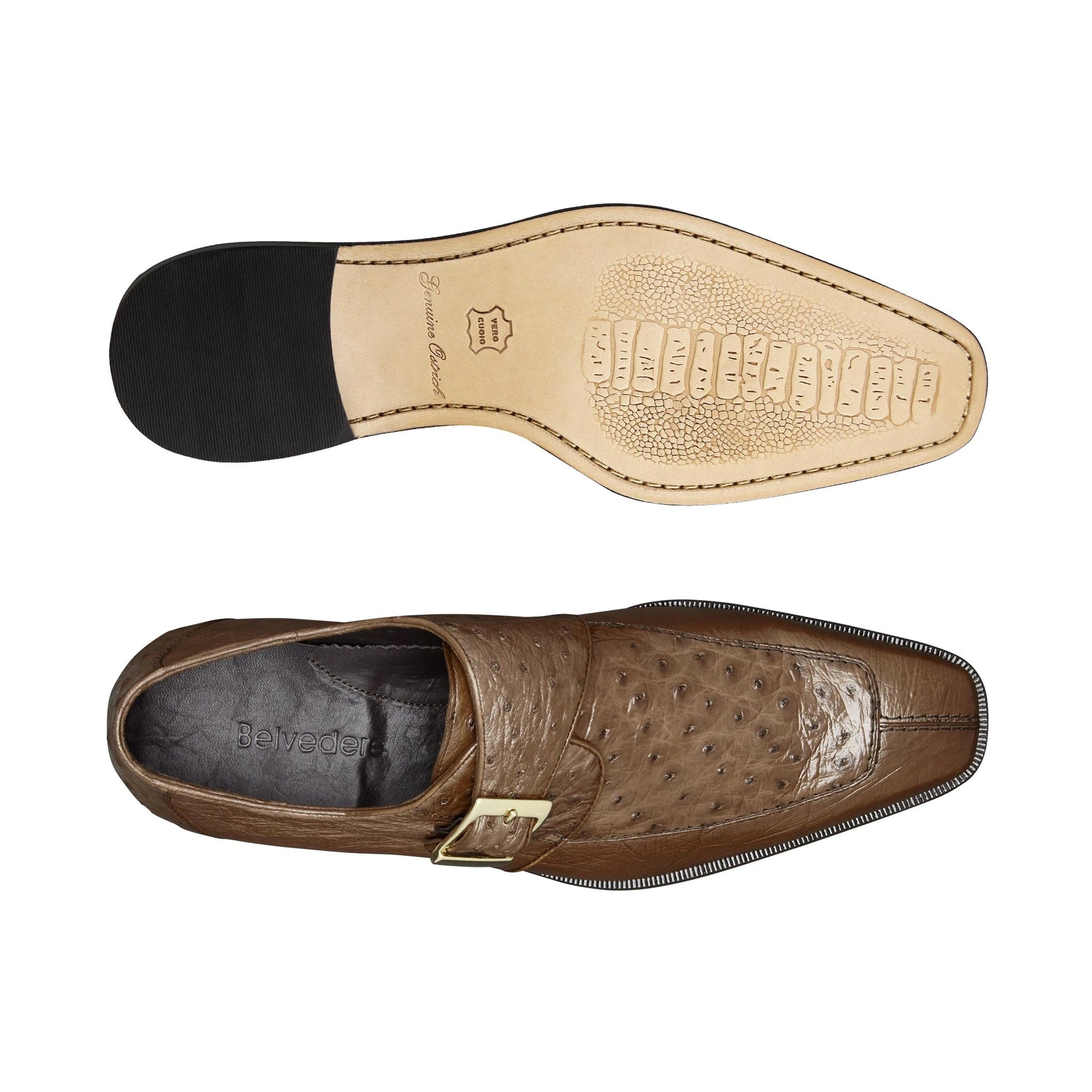 Belvedere Josh Brown Ostrich Quill Monk Strap Dress Shoe for Men — MensUSA
