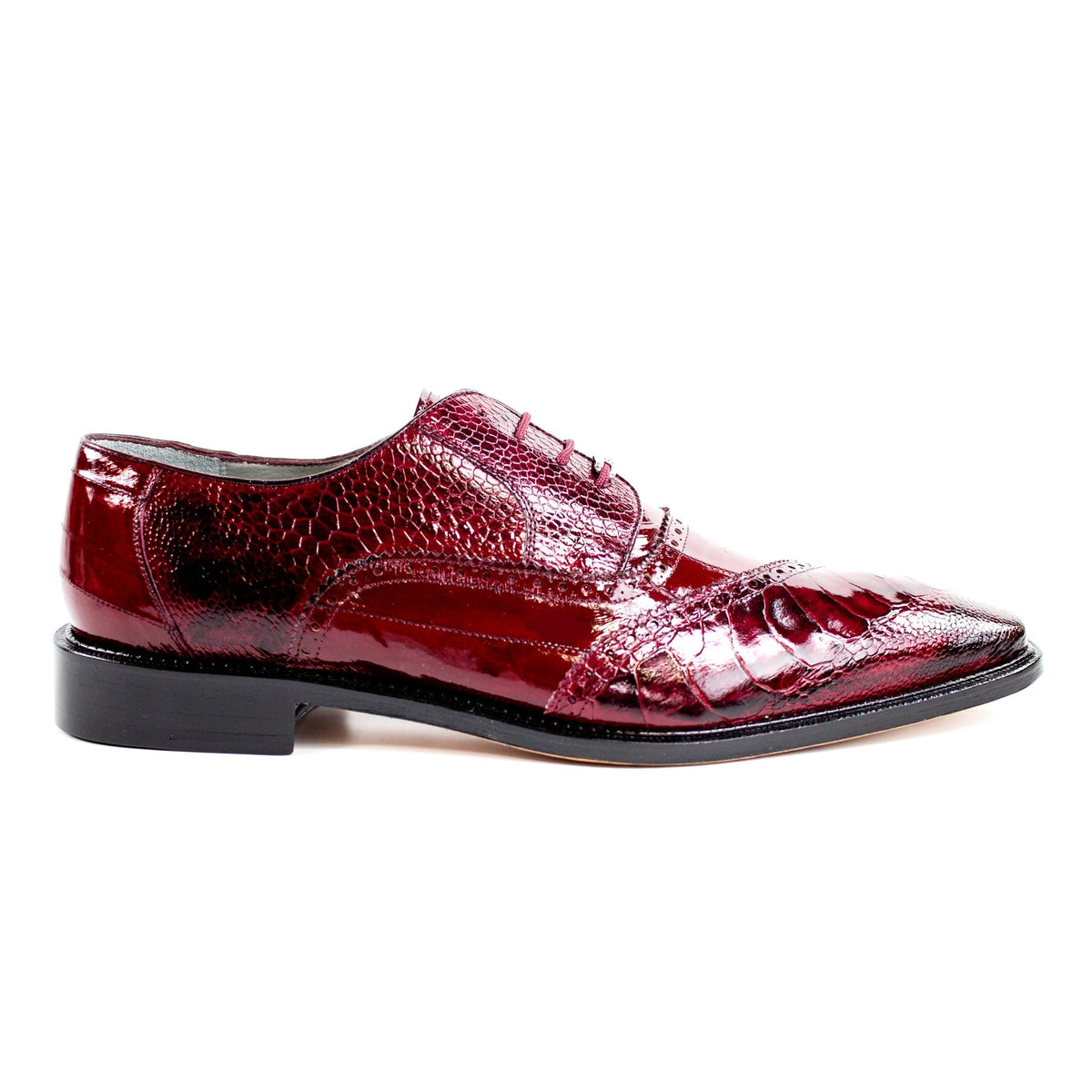 Belvedere Nino Red Ostrich & Eel Slant Cap Toe Men's Dress Shoe ...
