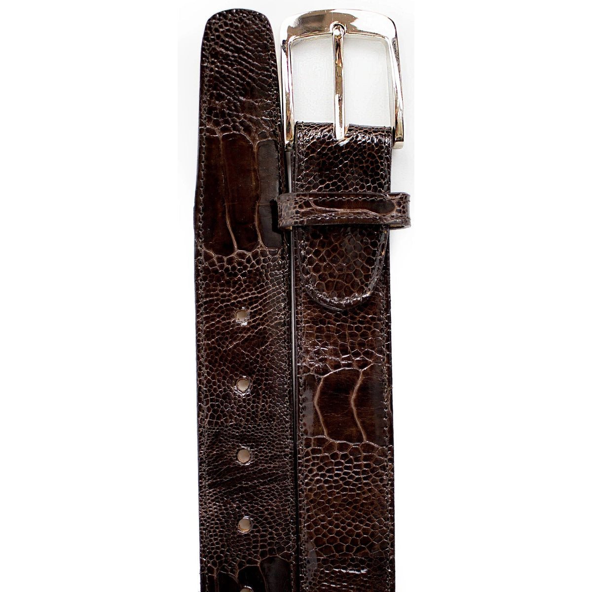 Belvedere Ostrich Leg Dress Belt in Brown | Exotic Leather Men's Belt ...