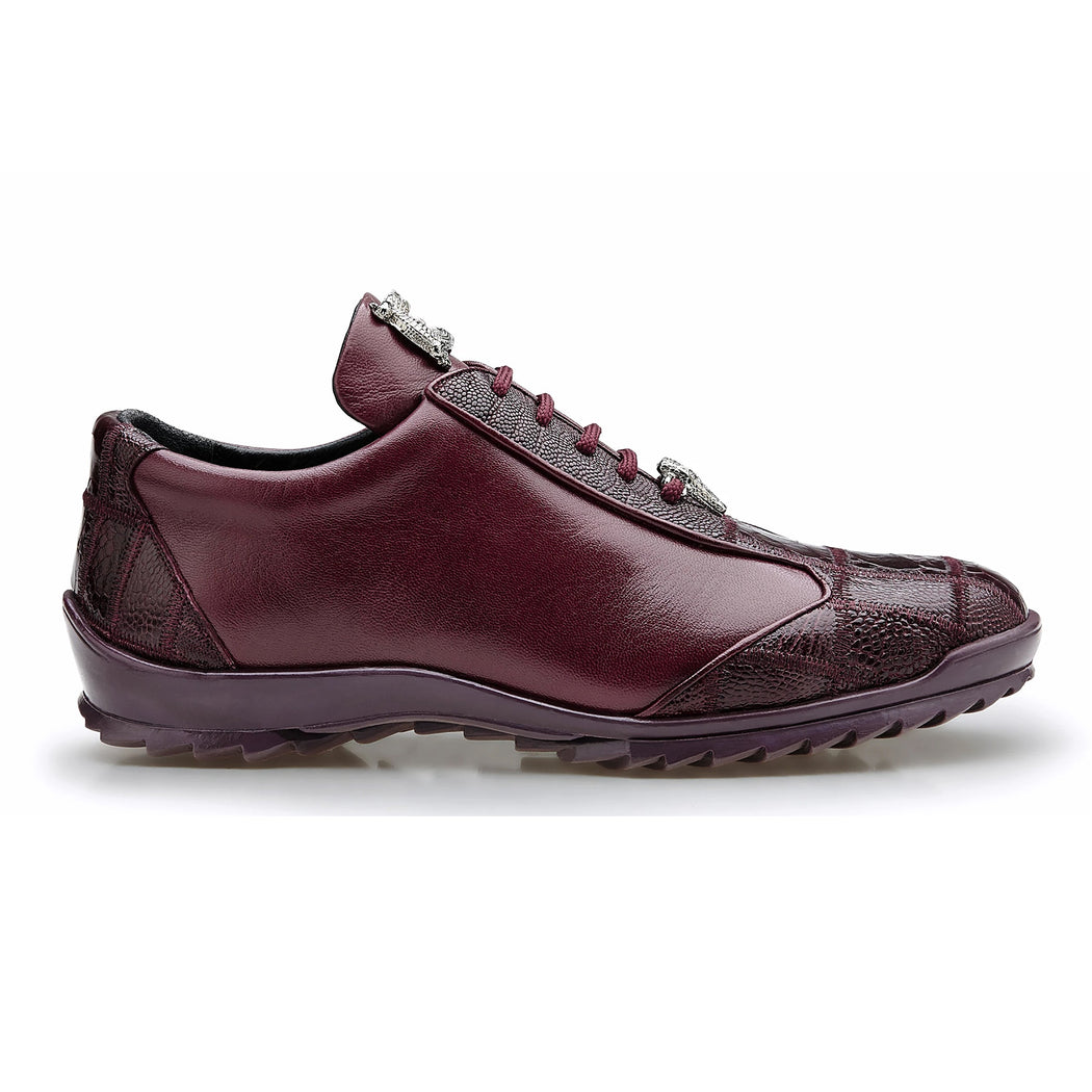 Belvedere Paulo Sneaker White Calf & Ostrich Leg | Men's Luxury ...