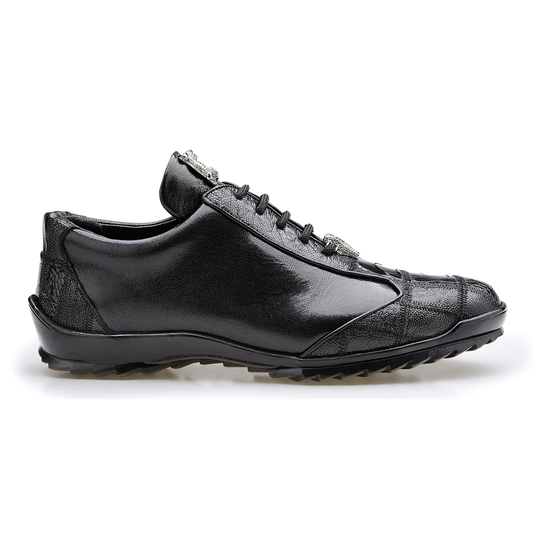 Belvedere Paulo Sneaker White Calf & Ostrich Leg | Men's Luxury ...