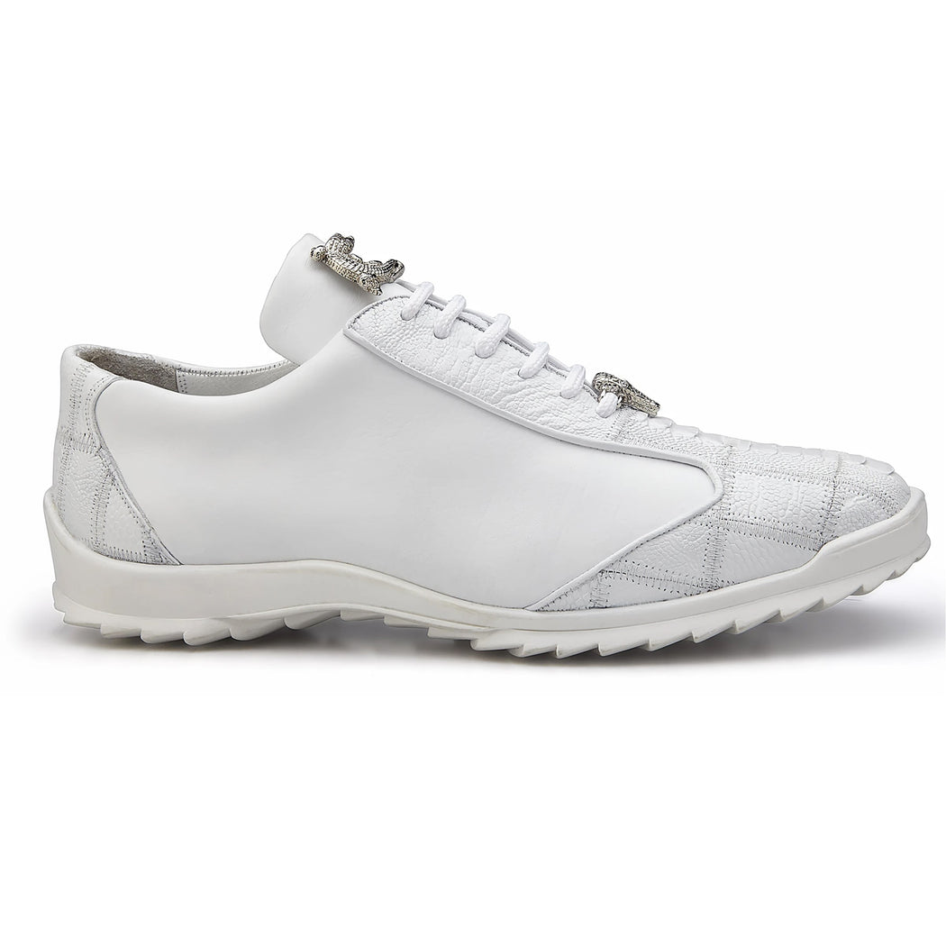 Belvedere Paulo Sneaker White Calf & Ostrich Leg | Men's Luxury ...