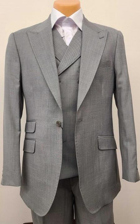 Mens Big and Tall Size Suits - Plus Size Mens Solid Grey Suit - Peak L ...